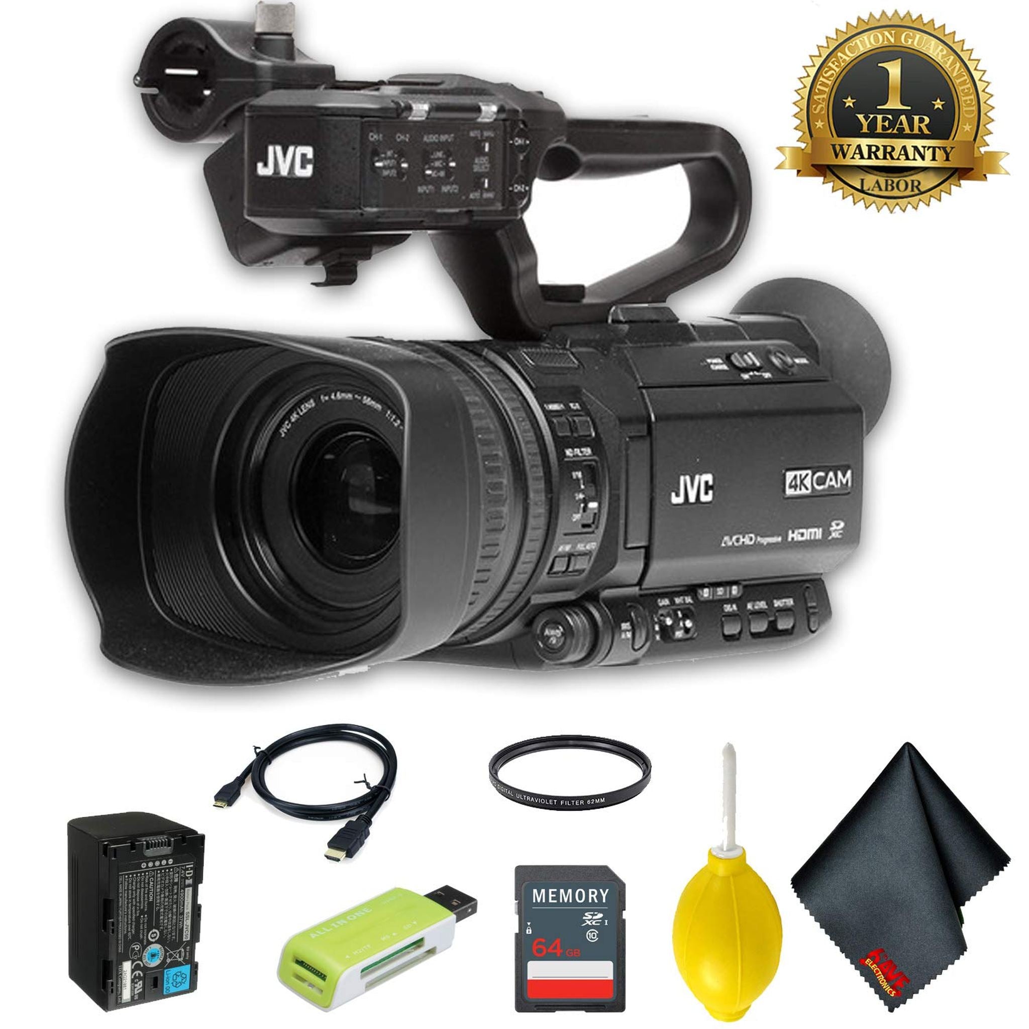 JVC GY-HM250 UHD 4K Streaming Camcorder with Built-in Lower-Thirds Gra ...